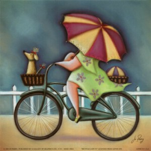 Loving these Jo Parry bicycle lady art prints | Rich Bitch Itch