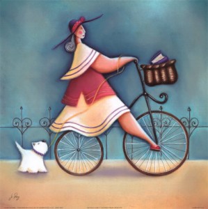 Loving these Jo Parry bicycle lady art prints | Rich Bitch Itch